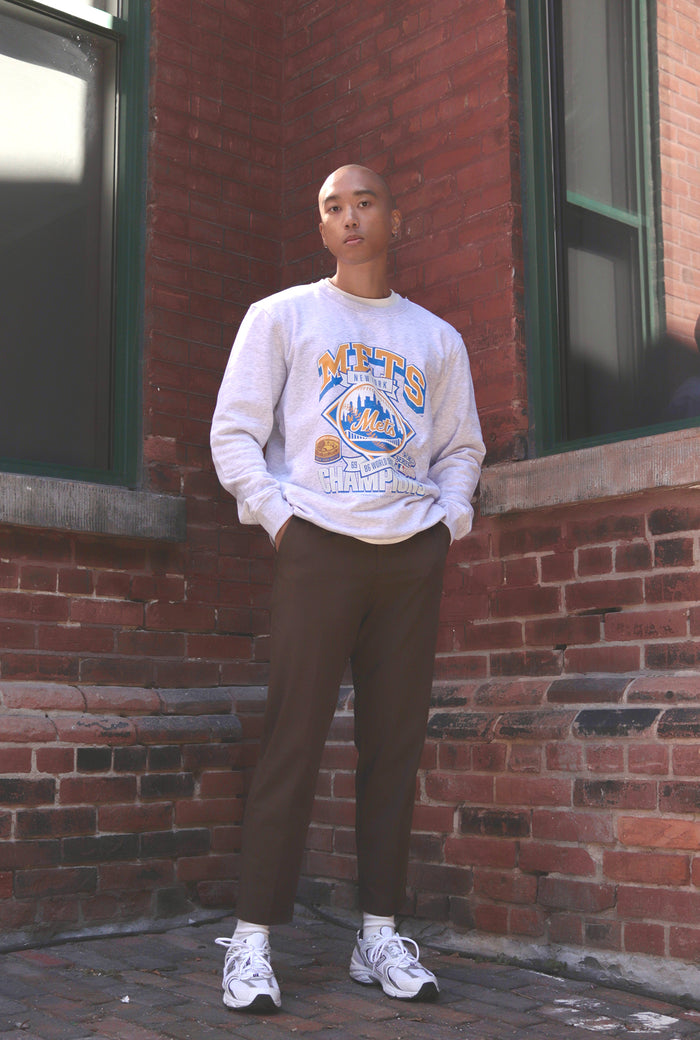 New York Mets Vintage Cooperstown Collection Crewneck - Ash