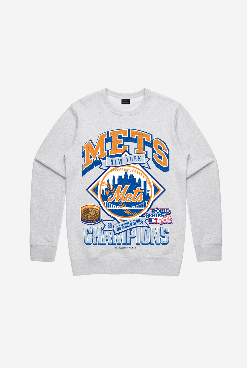 New York Mets Vintage Cooperstown Collection Crewneck - Ash